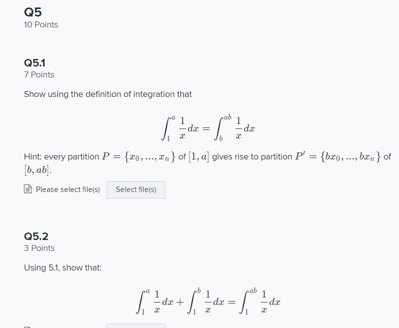 Solved Q5 10 Points Q5.1 7 Points Show using the definition | Chegg.com