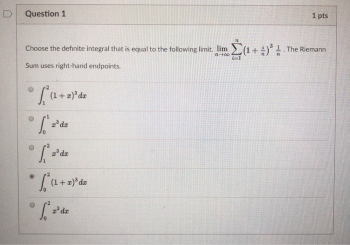 Solved Choose The Definite Integral That Is Equal To The