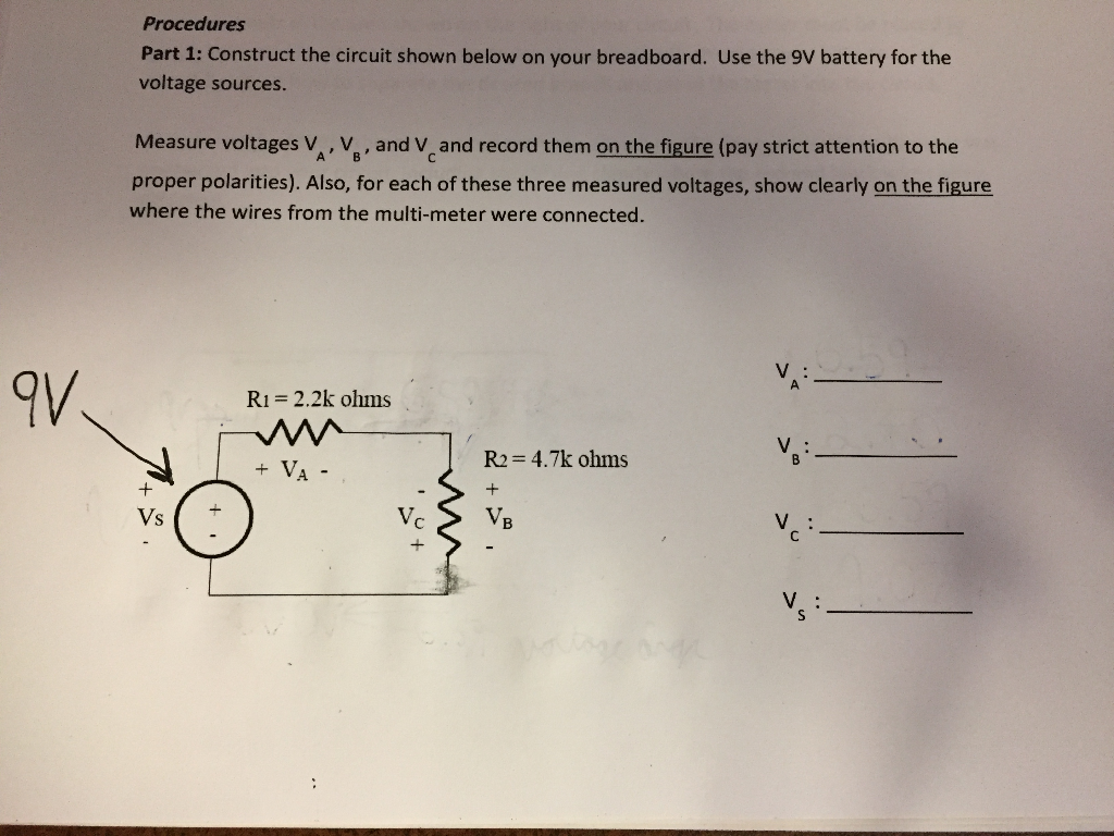 Solved Procedures Part 1: Construct the circuit shown below | Chegg.com