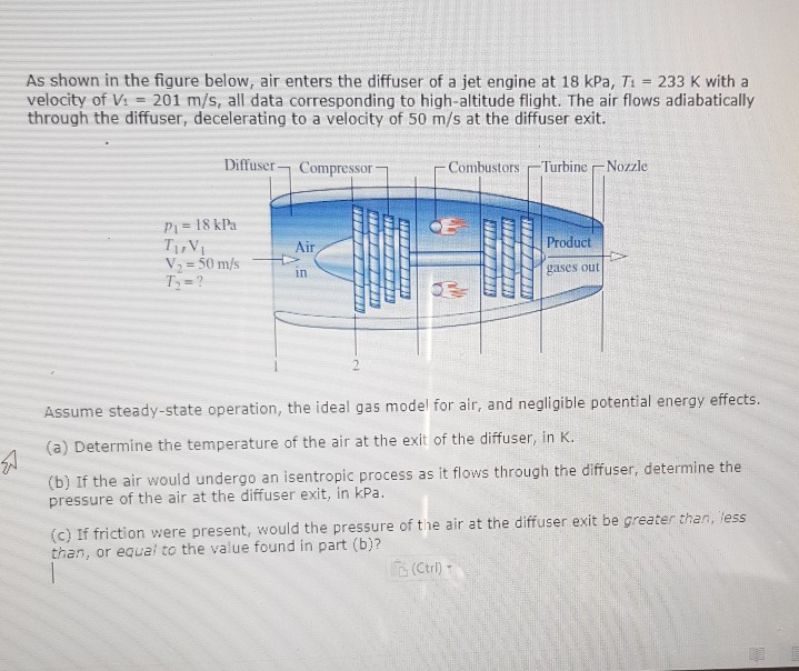 Solved As shown in the figure below, air enters the diffuser | Chegg.com