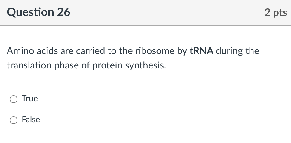 Solved Question 26Amino acids are carried to the ribosome by | Chegg.com