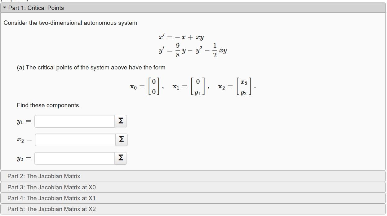 Solved Consider the two-dimensional autonomous system | Chegg.com