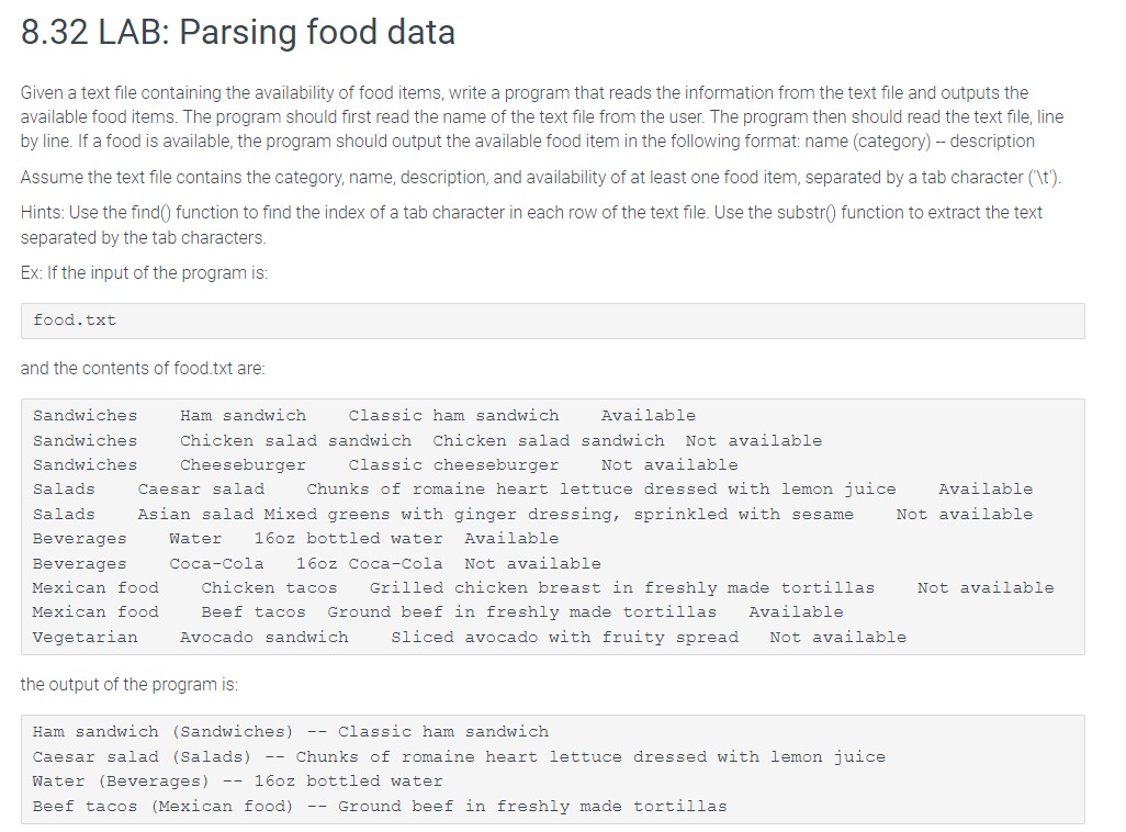 Solved In C++ ﻿Given a text file containing the availability | Chegg.com