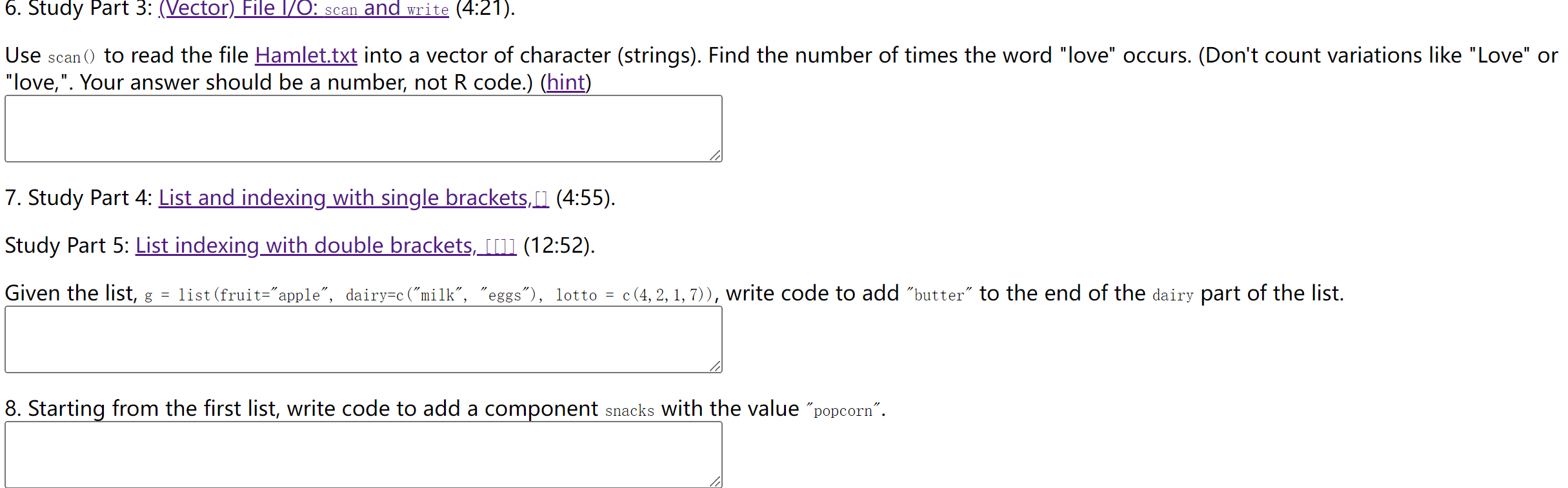 Jse scan () to read the file Hamlet.txt into a vector | Chegg.com