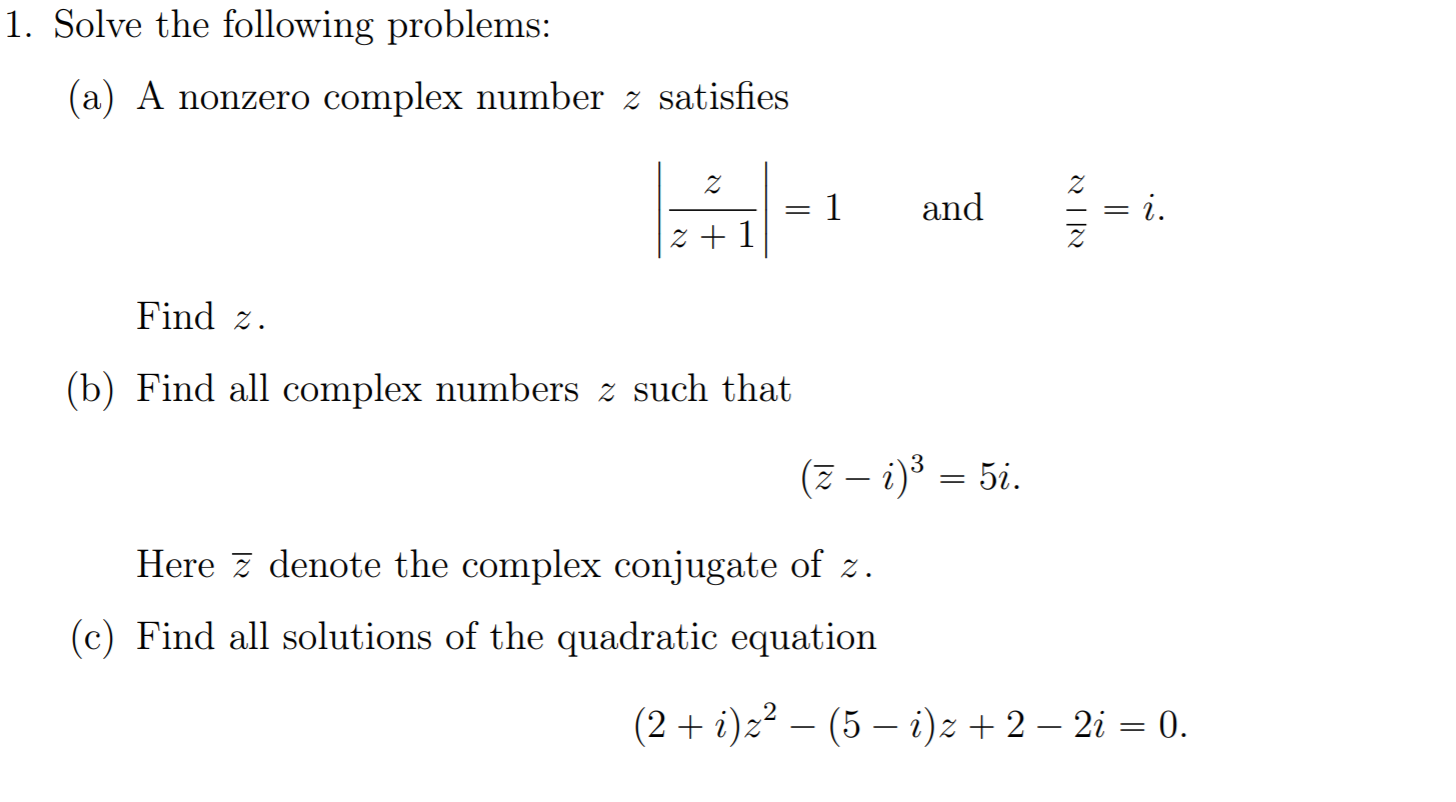 Solved 1. Solve the following problems: (a) A nonzero | Chegg.com