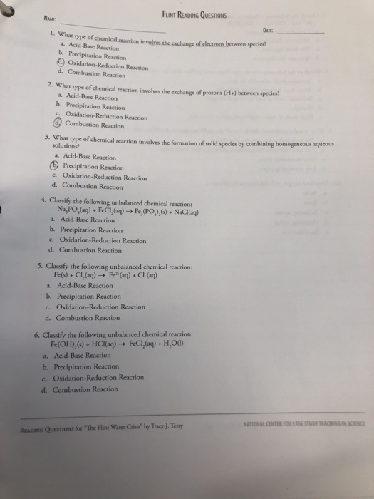 Solved FLINT READING QUESTIONS NAME DaIE: 1. What type of | Chegg.com