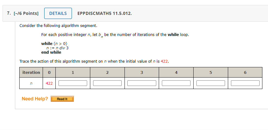 Solved 7. [-16 Points] DETAILS EPPDISCMATH5 11.5.012. | Chegg.com