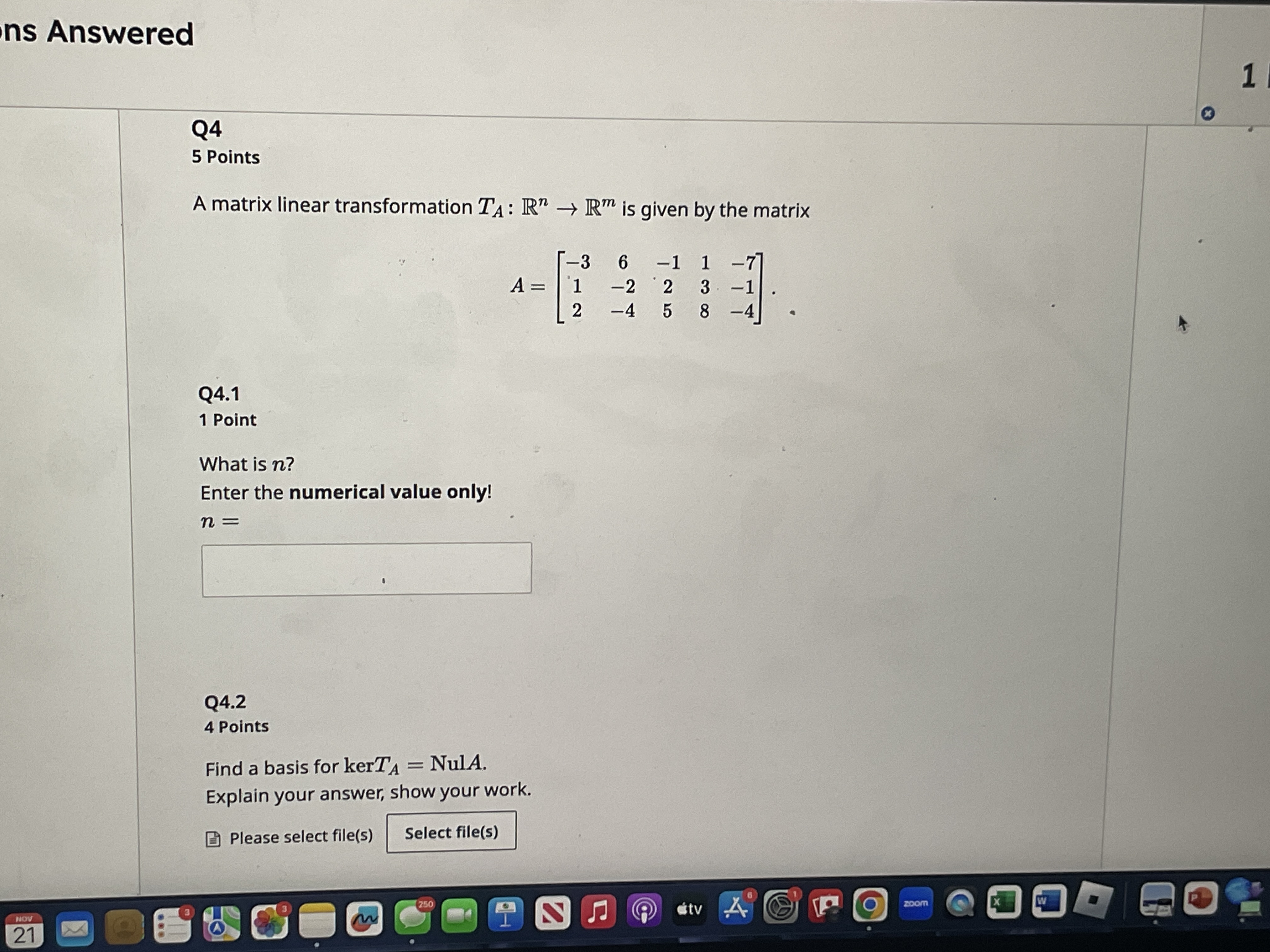 Solved Q45 ﻿pointsa Matrix Linear Transformation Ta Rn→rm Is