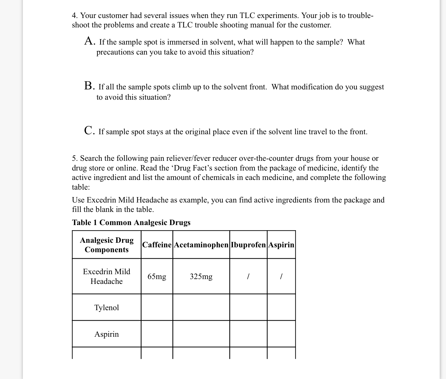 Solved 4. Your customer had several issues when they run TLC | Chegg.com