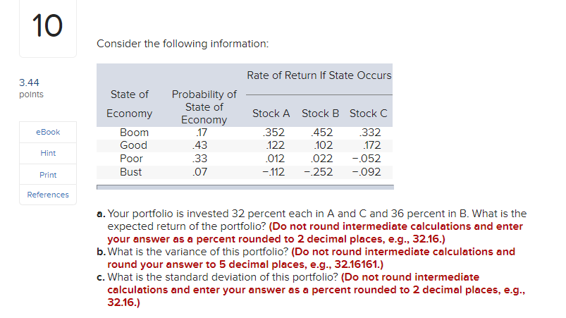 Solved 10 3.44 points eBook Hint Print References Consider | Chegg.com