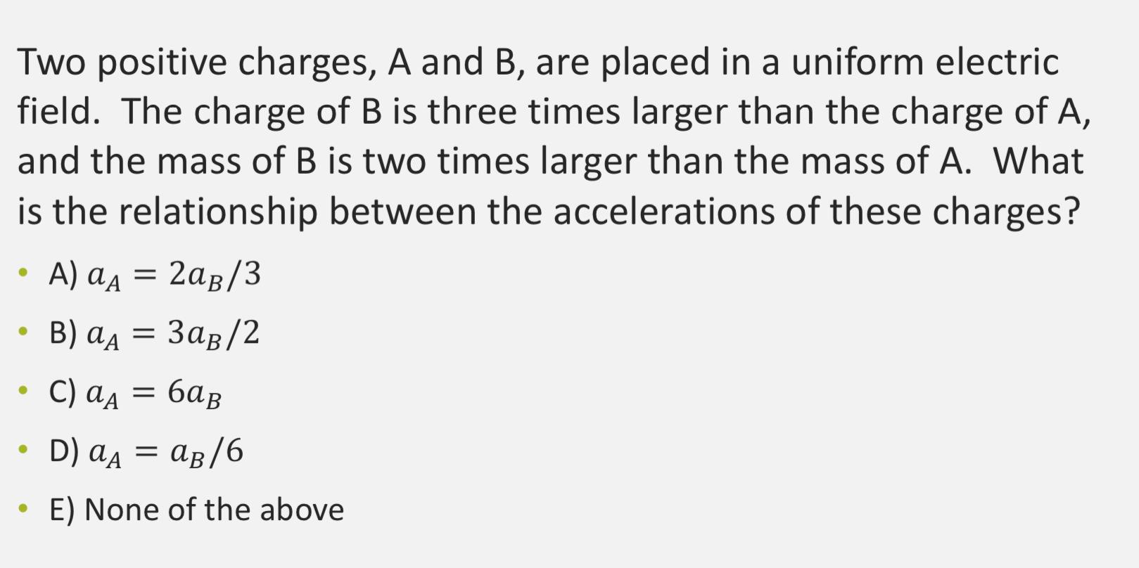 Solved Two positive charges, A and B, are placed in a | Chegg.com
