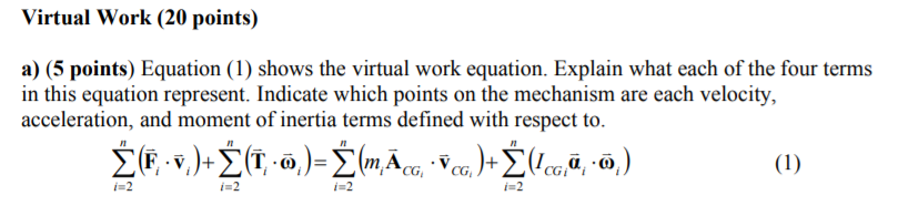 Virtual Work (20 points) a) (5 points) Equation (1) | Chegg.com
