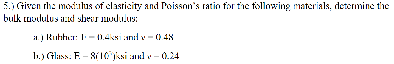 Solved Given the modulus of elasticity and Poisson’s ratio | Chegg.com