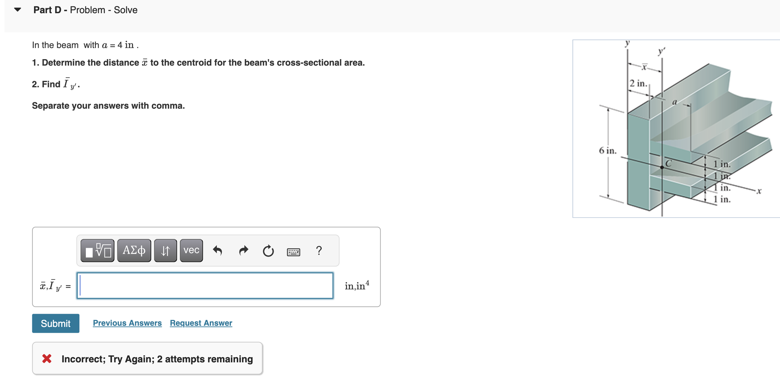 Solved Part D - ﻿Problem - ﻿SolveIn ﻿the beam with | Chegg.com