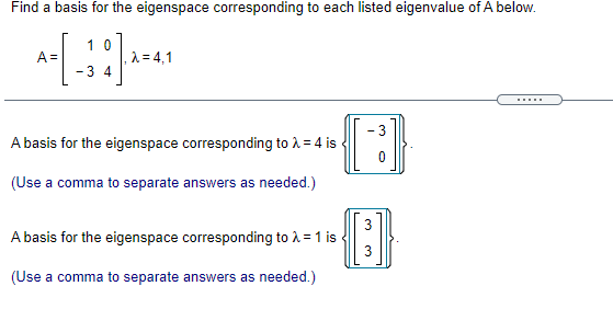Solved Find a basis for the eigenspace corresponding to each | Chegg.com