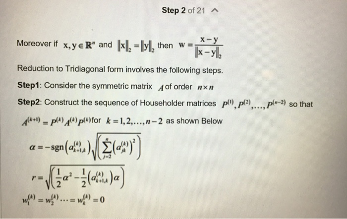 Solved Use the Householder method to place a given matrix A | Chegg.com