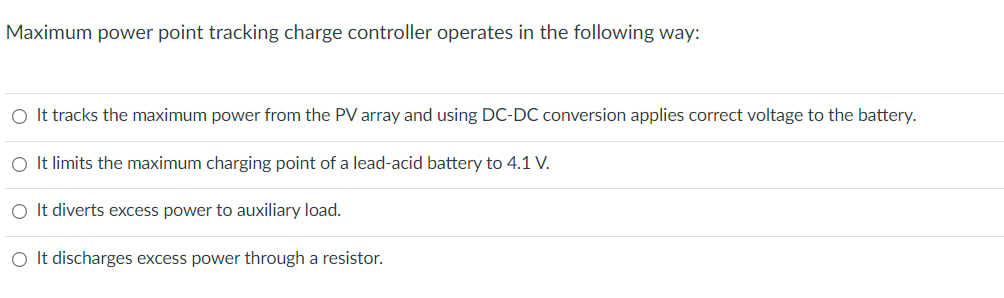 Solved Maximum power point tracking charge controller | Chegg.com
