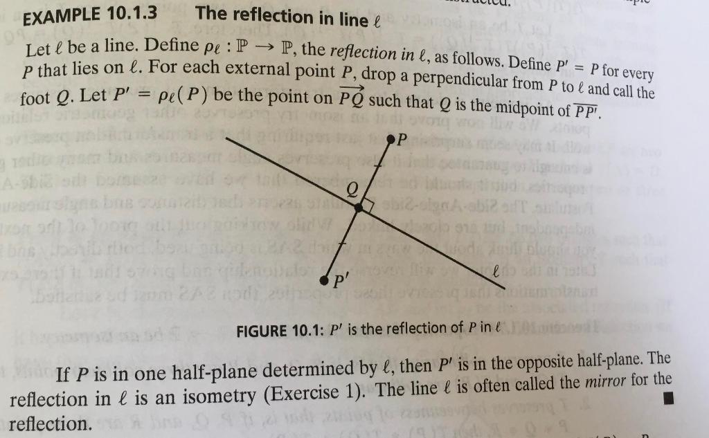 Solved EXAMPLE 10.1.3 The reflection in line l Let l be a | Chegg.com