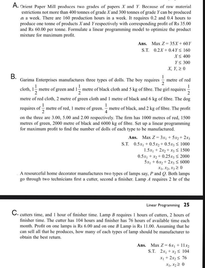 Solved A. Orient Paper Mill produces two grades of papers X | Chegg.com