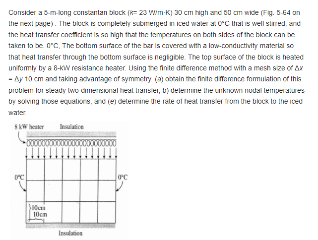 Consider a 5-m-long constantan block (k= 23 W/m-K) 30 | Chegg.com