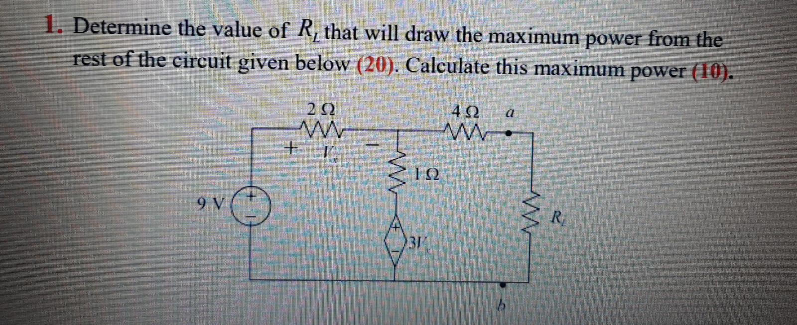 Solved 1. Determine the value of R, that will draw the | Chegg.com