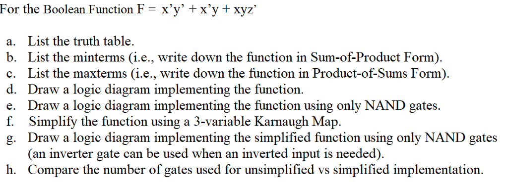 Solved For The Boolean Function F Xy Xy Xyz A List 8284
