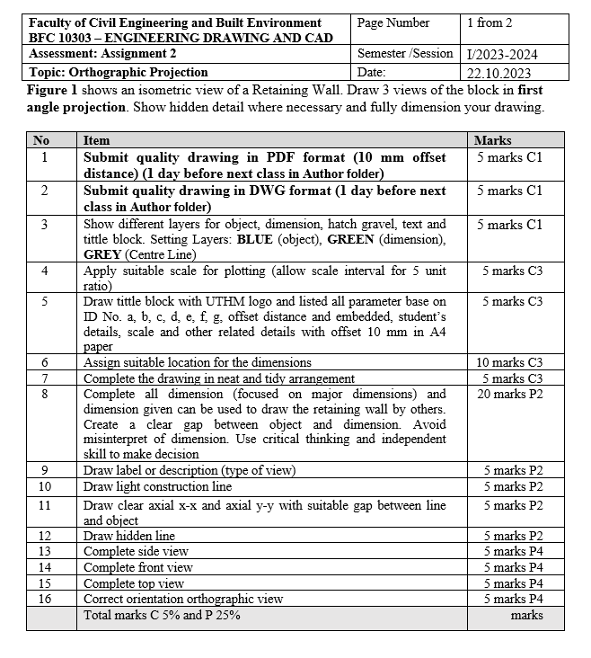 Figure 1: isometric view of a Retaining | Chegg.com
