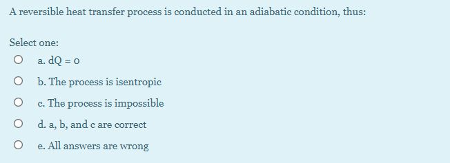 Solved A reversible heat transfer process is conducted in an | Chegg.com