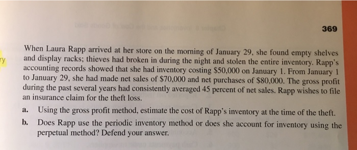 Solved 369 When Laura Rapp arrived at her store on the | Chegg.com