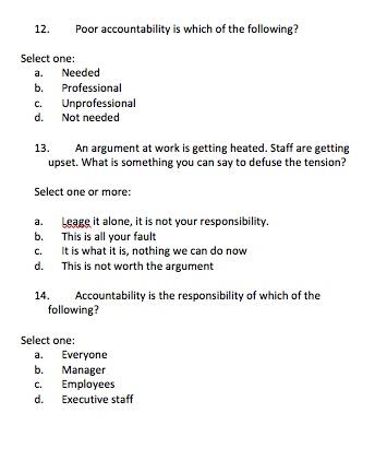 Solved 12. Poor accountability is which of the following? | Chegg.com