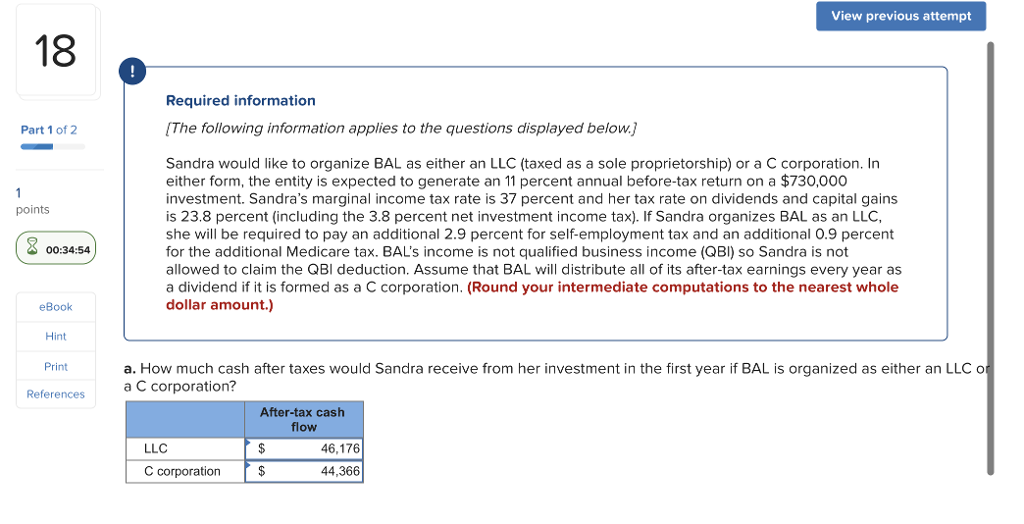 Solved View previous attempt 18 Required information Part 1 | Chegg.com