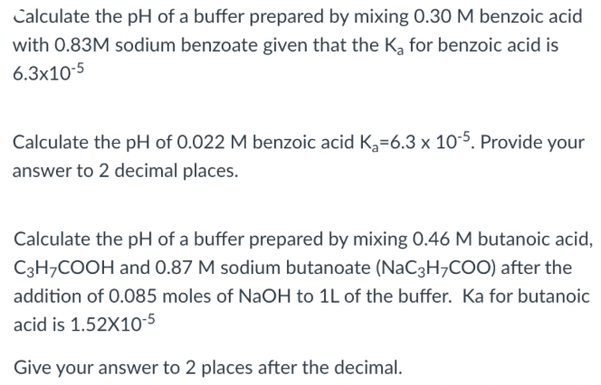 Solved Calculate the pH of a buffer prepared by mixing 0.30 | Chegg.com
