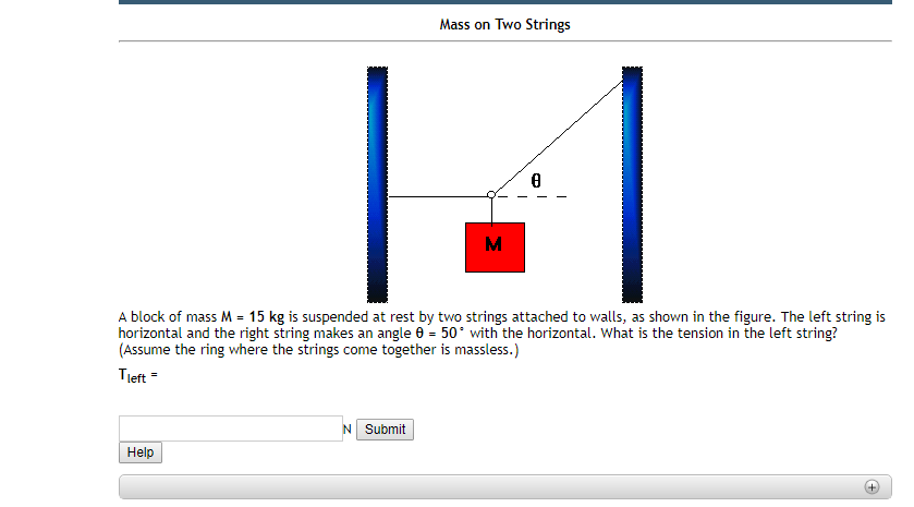 Solved Mass on Two Strings A block of mass M 15 kg is | Chegg.com