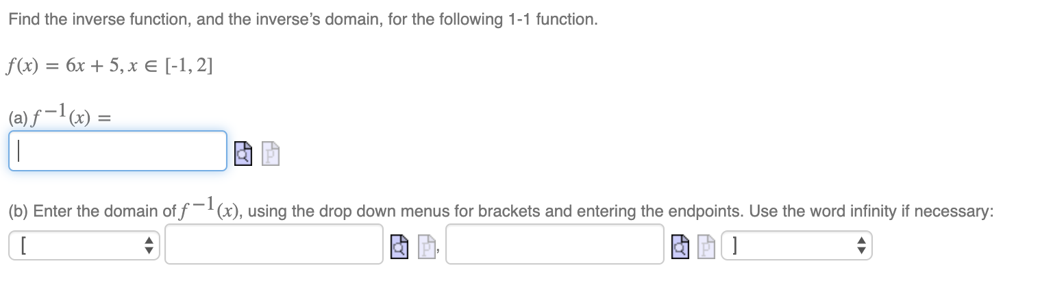 Solved Find the inverse function, and the inverse's domain, | Chegg.com