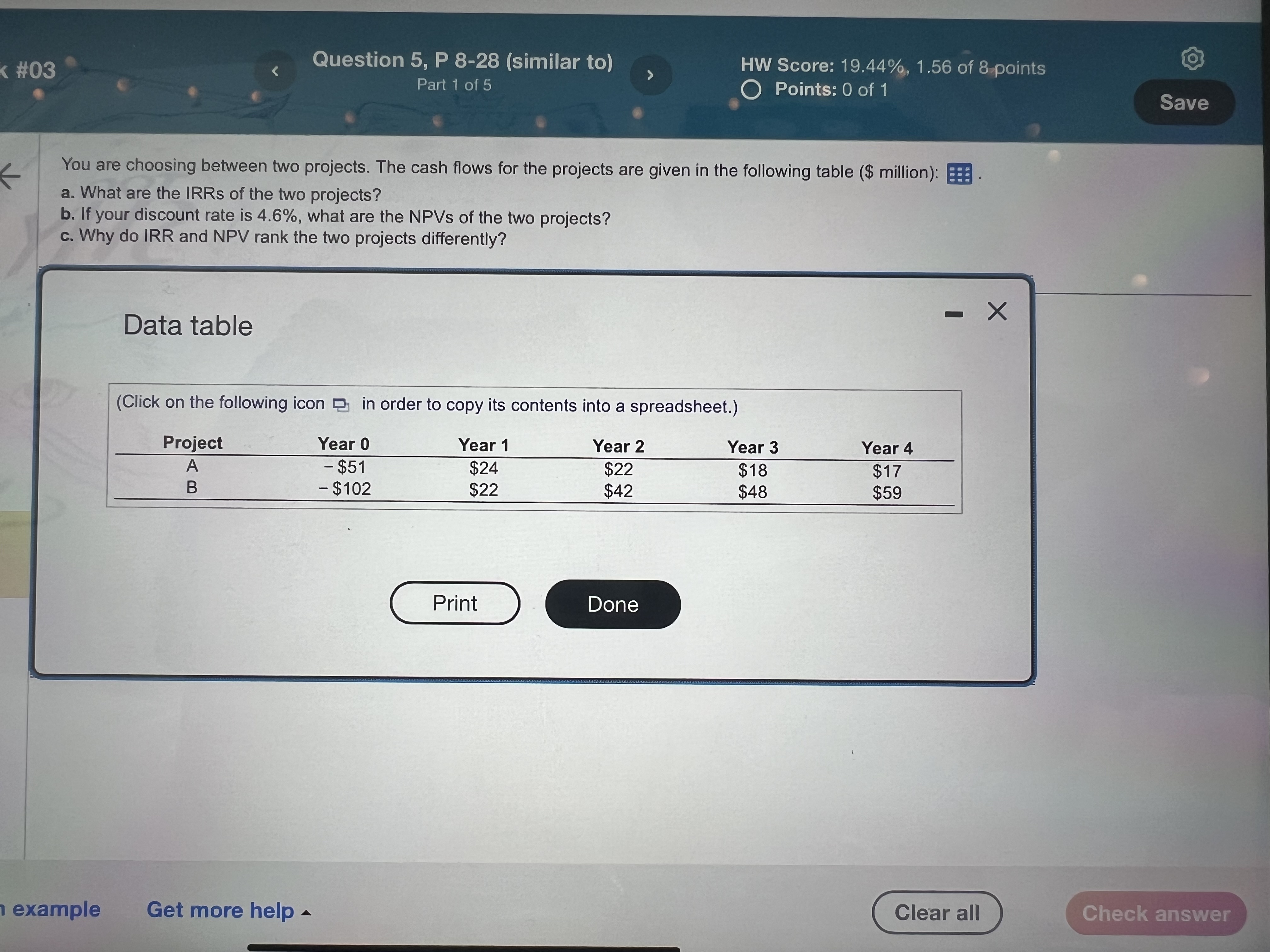 Solved You Are Choosing Between Two Projects The Cash Flows