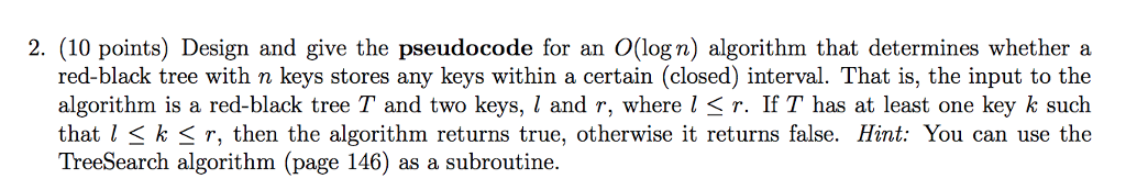 Solved 2. (10 points) Design and give the pseudocode for an | Chegg.com