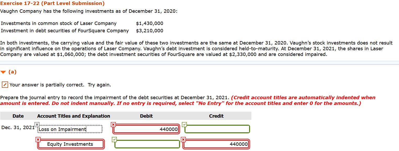 Solved Exercise 17-22 (Part Level Submission) Vaughn Company | Chegg.com