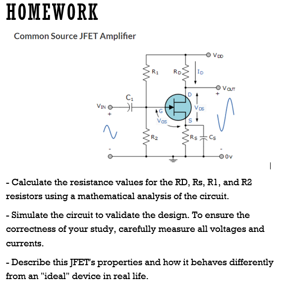 Solved Common Source Jfet Amplifier Calculate The