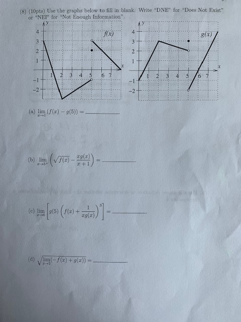Solved (8) (10pts) Use the graphs below to fill in blank. | Chegg.com