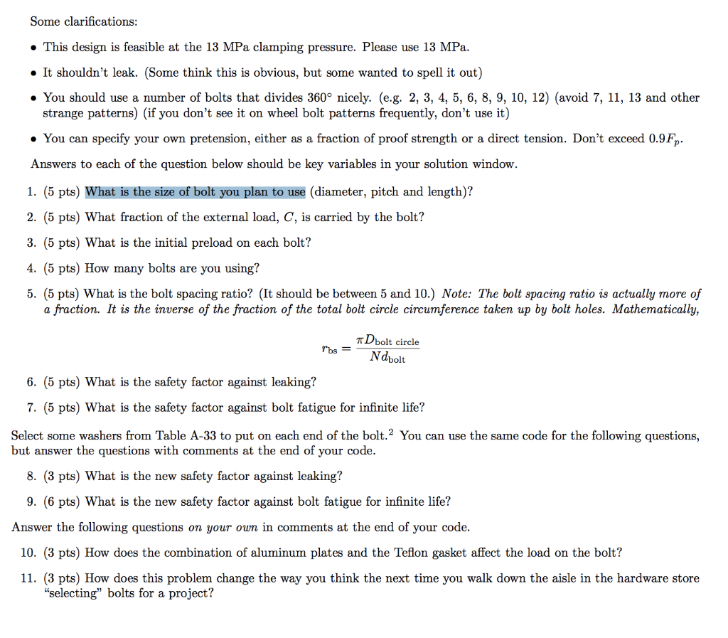 Solved Some definitions of Safety Factors for Bolts First, a | Chegg.com