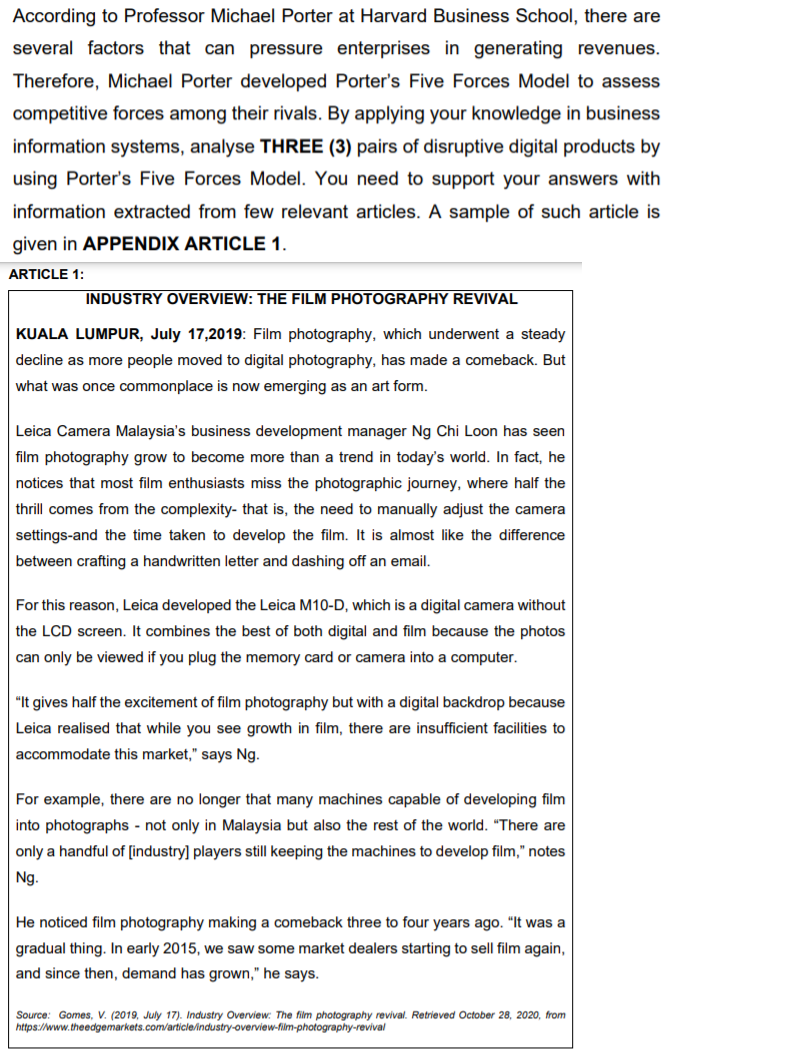 Solved According to Professor Michael Porter at Harvard | Chegg.com