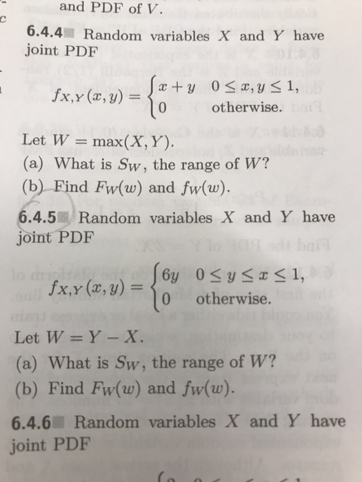 Solved and PDF of V 6.4.4 Random variables X and Y have | Chegg.com