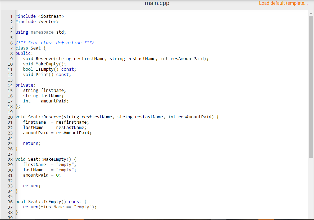 Solved Given a class definition, please complete the | Chegg.com