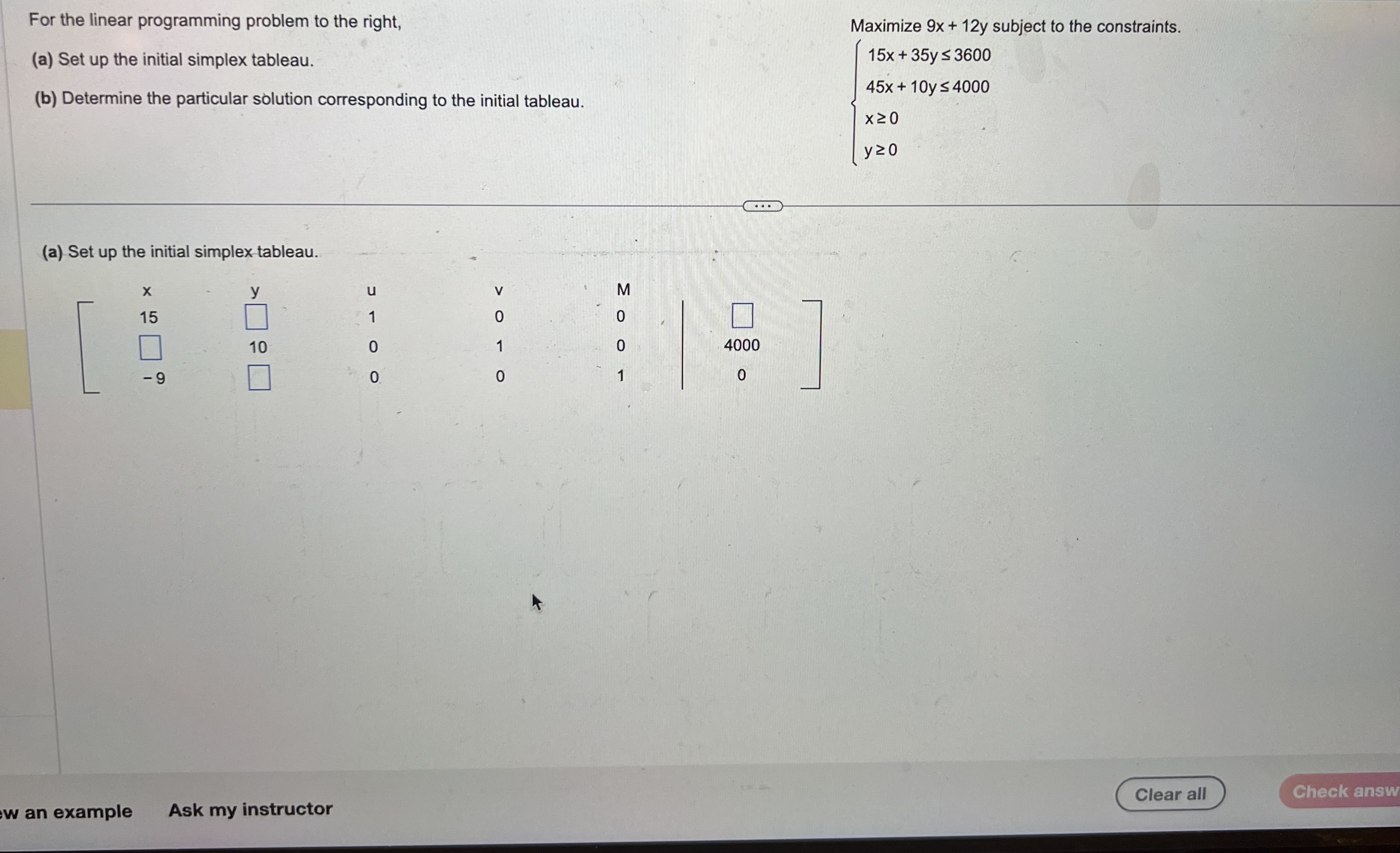 Solved For the linear programming problem to the right,(a) | Chegg.com