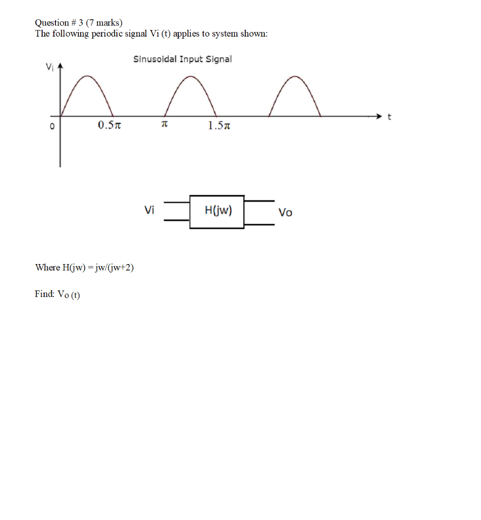 Solved Question # 3 (7 marks) The following periodic signal | Chegg.com