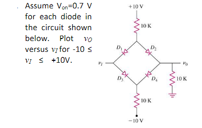 Solved +10 V 10K Assume Von=0.7 V for each diode in the | Chegg.com