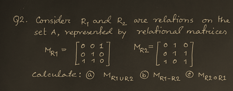 Solved Q2. Consider R1 and R2 are relations on the set A, | Chegg.com