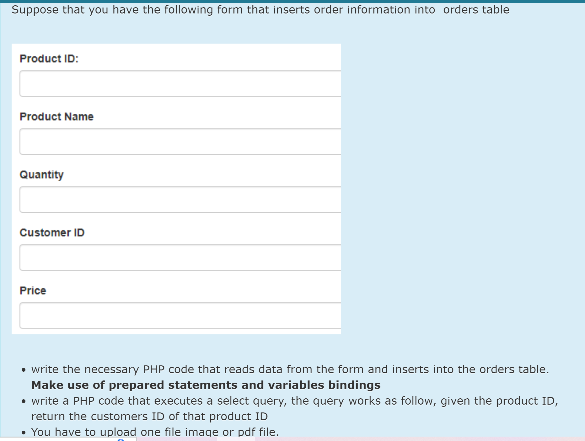 Solved Suppose that you have the following form that inserts | Chegg.com