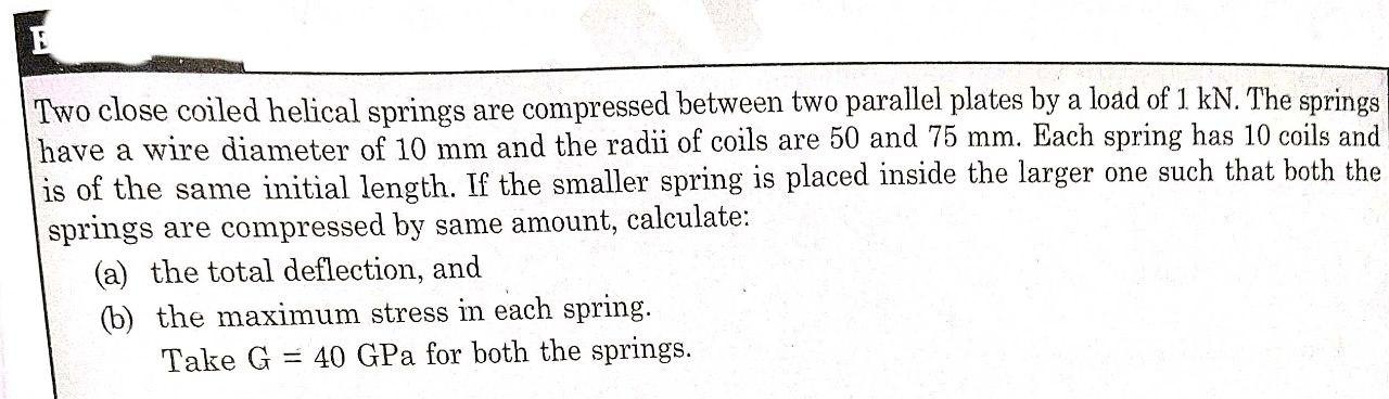 Solved Two close coiled helical springs are compressed | Chegg.com