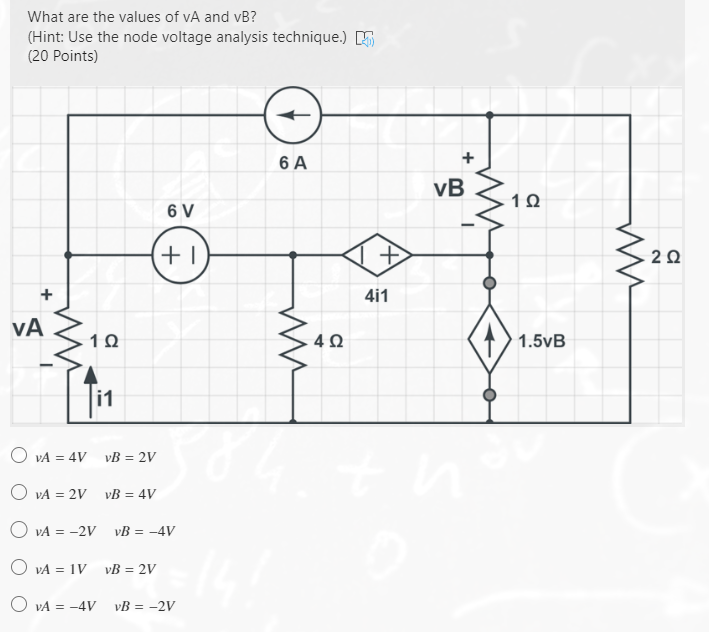 Solved What are the values of vA and vB? (Hint: Use the node | Chegg.com